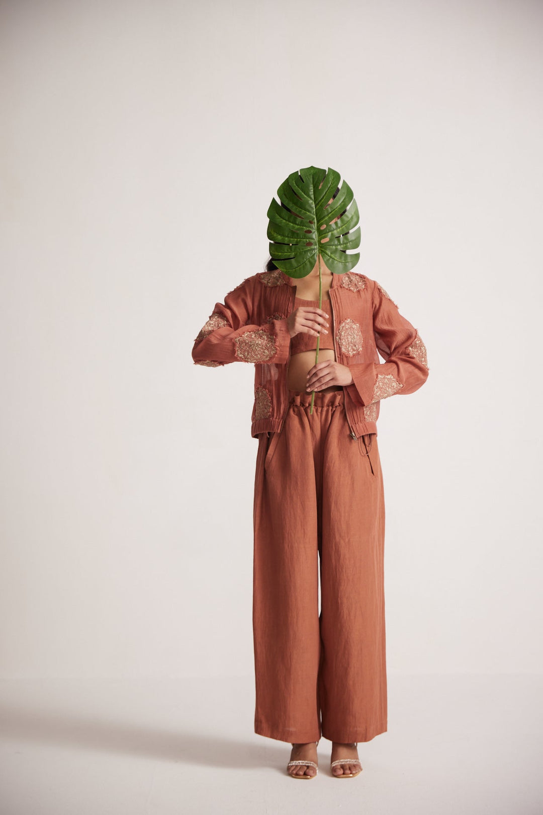 Rust Baggy Trouser With Flared Waist And Elastic Draw Strings| Western Era